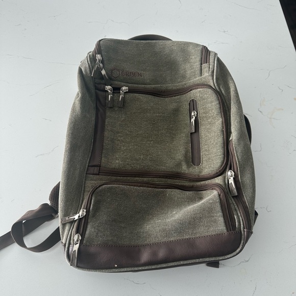 ORBEN | Bags | Green Urban Backpack With Brown Accents | Poshmark